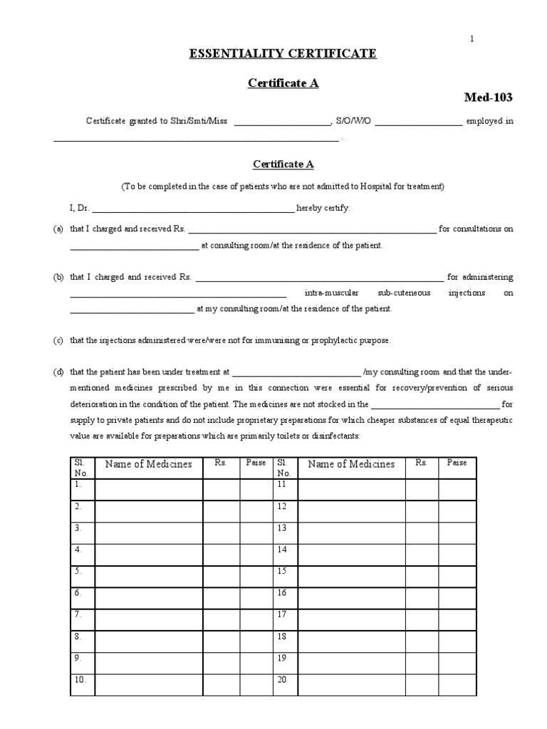 Certificate A | Hospital | Physician
