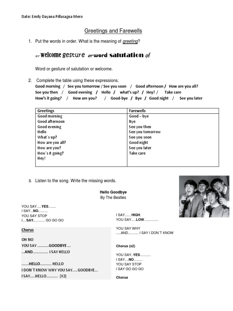 Welcome Gesture Salutation: Greetings and Farewells | PDF
