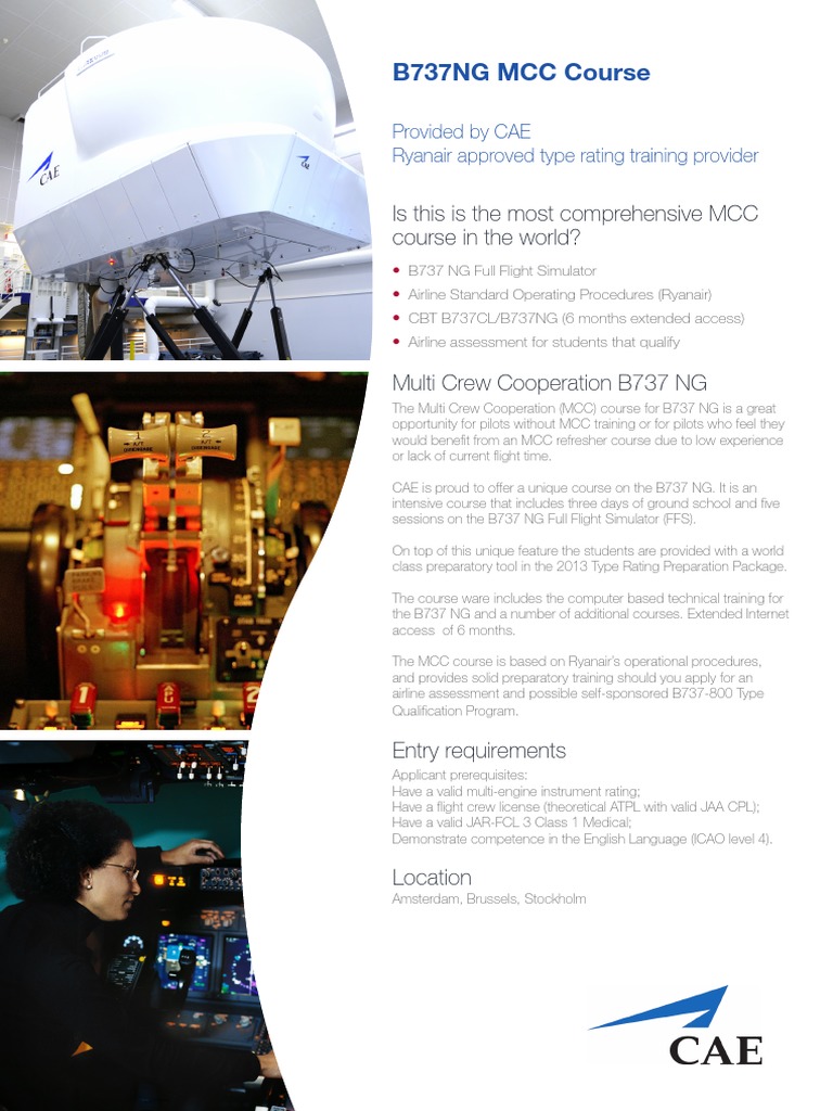 MCC B737NG Cae 2014 V1 | PDF | Simulation | Aviation