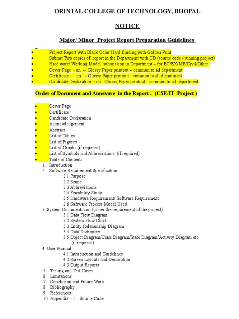 Major And, Minor Project Report Sample Format IT | PDF | Management ...
