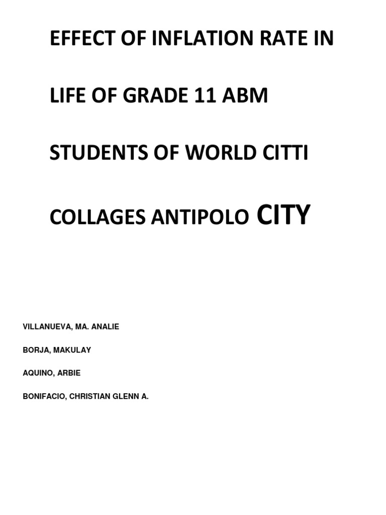 Effect of Inflation Rate in Life of Grade 11 Abm Students of World ...