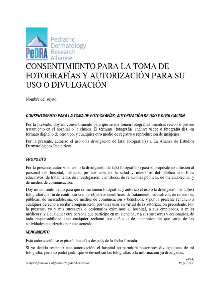 Photo Consent Spanish | PDF | Bienestar | Medicina