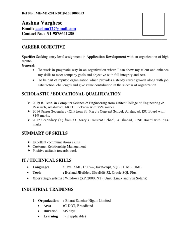 Aashna Varghese: Email: Contact No.: - 91-9875641285 | PDF | Software | Computing