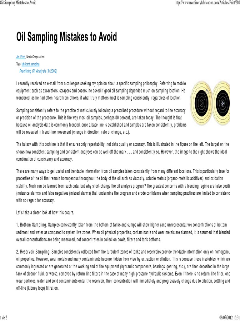 Oil Sampling Mistakes To Avoid | PDF | Filtration | Sampling (Statistics)