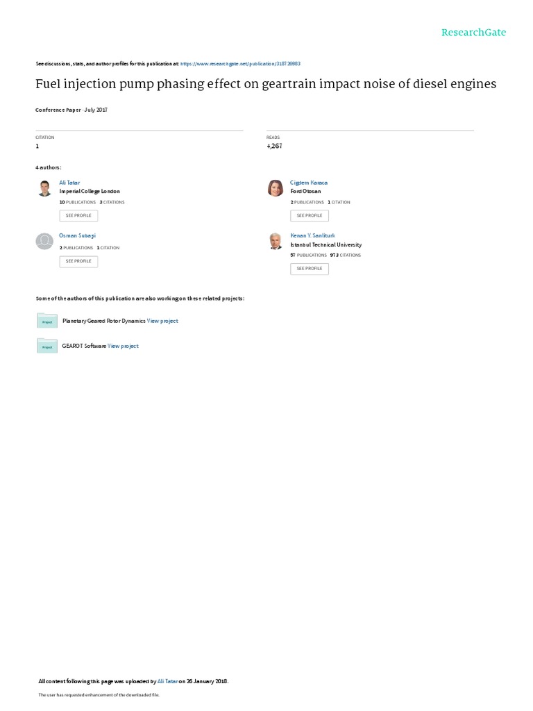 Fuel Injection Pump Phasing Effect On Geartrain Impact Noise of Diesel ...
