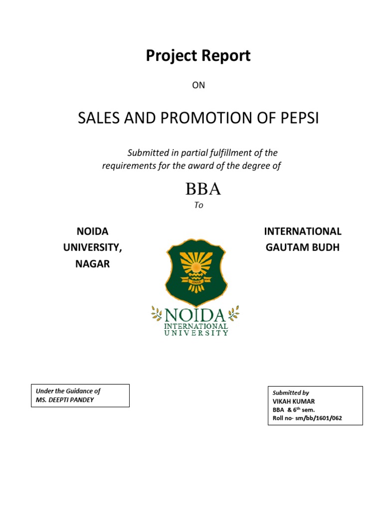 Niu Pepsi Project Report | PDF | Pepsi Co | Pepsi