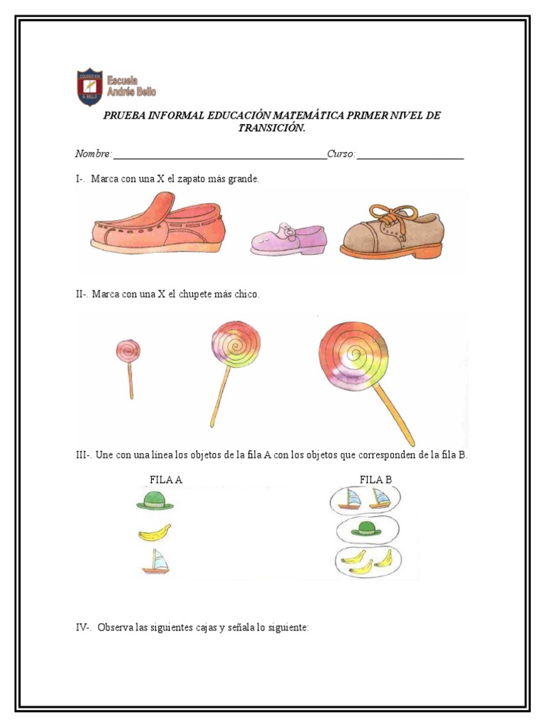 Prueba Pre Kinder | PDF