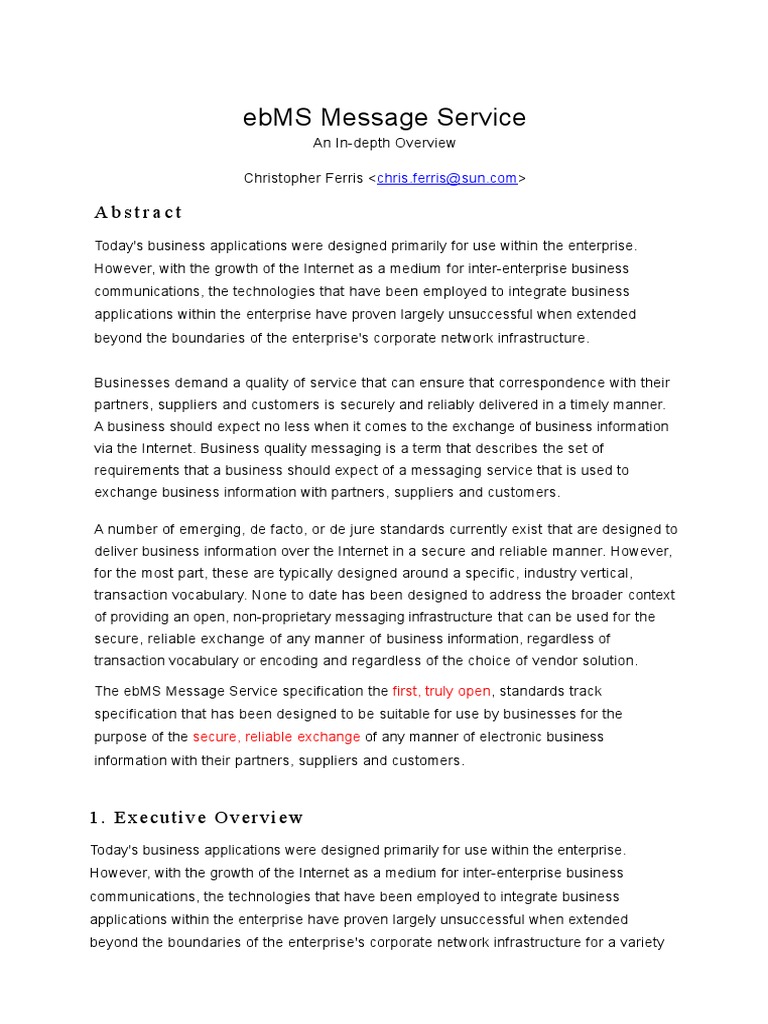 ebMS An In-Depth Overview | PDF | Information Security | Soap