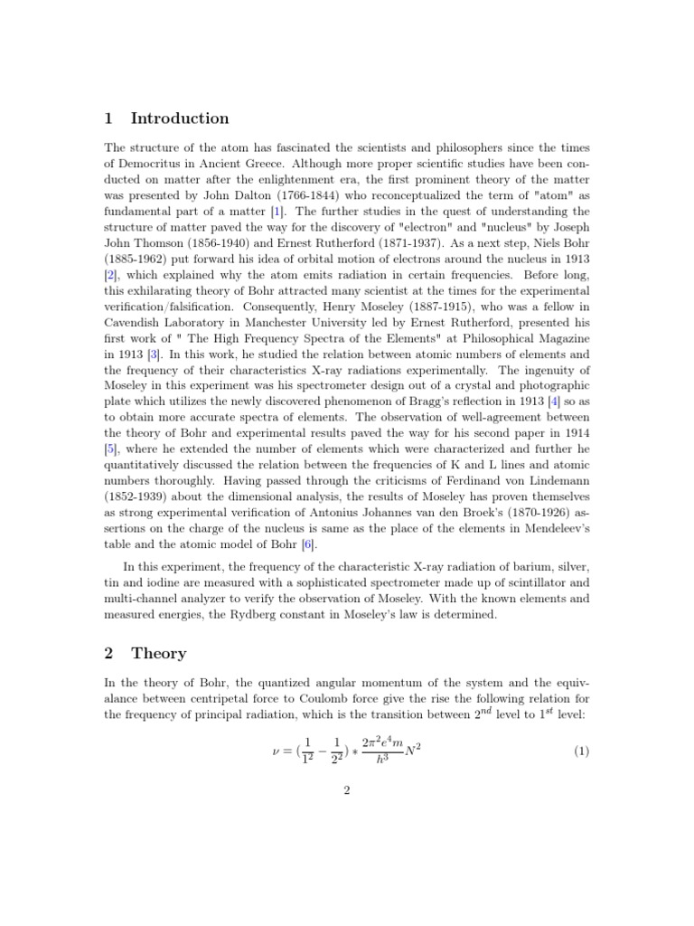 Moseley's Law Experiment Verification | PDF | Emission Spectrum | Electron