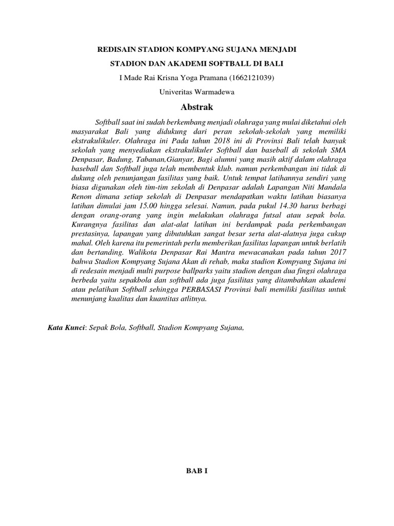 Perencanaan Dan Perancangan Stadion Kompyang Sujana | PDF