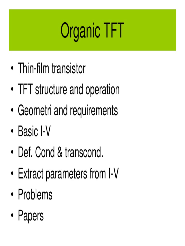 Ofet PDF | PDF | Field Effect Transistor | Chemical Product Engineering