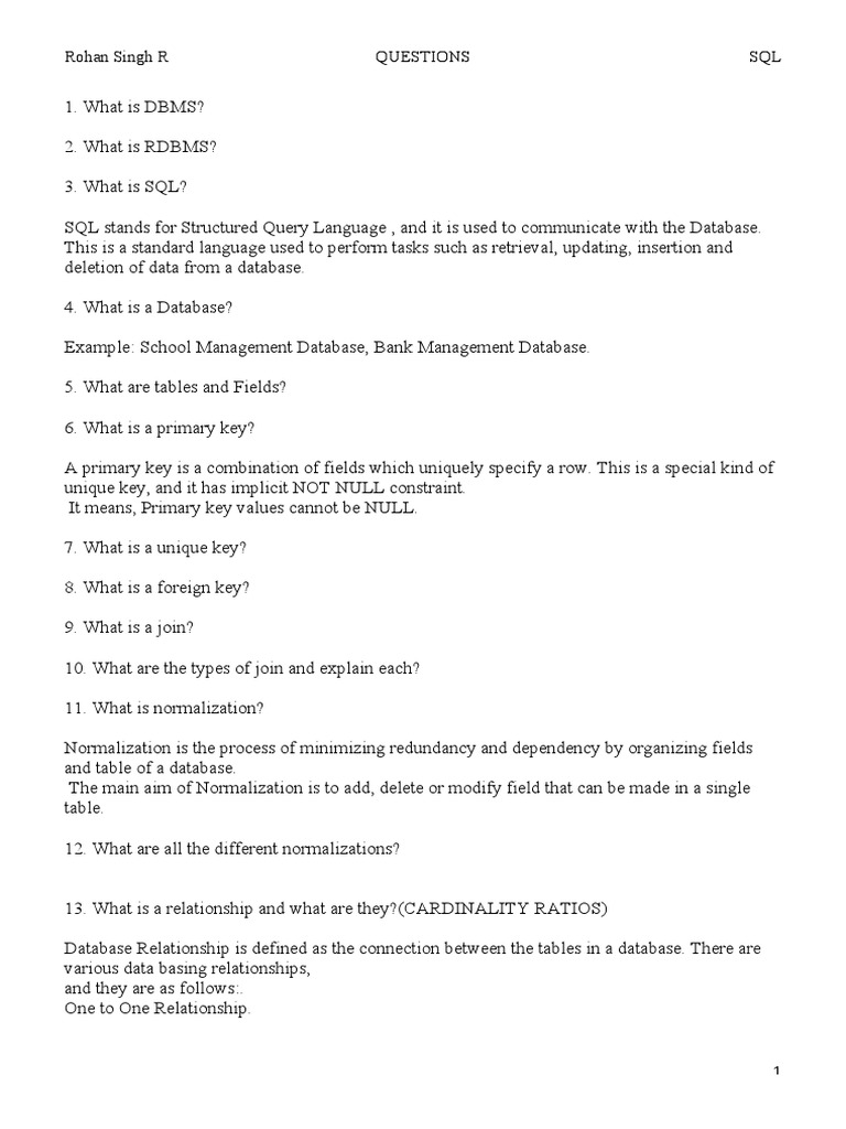 SQL Tutorial | PDF | Sql | Databases