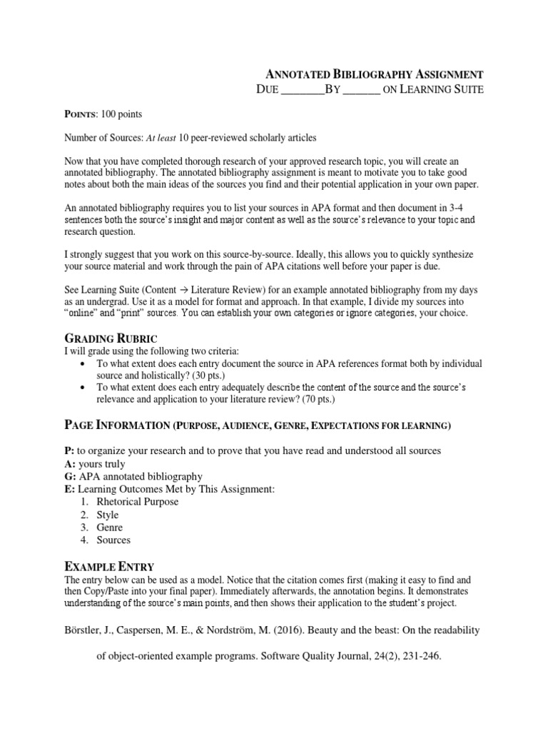 Annotated Bibliography Assignment Guide | PDF | Bibliography | Citation