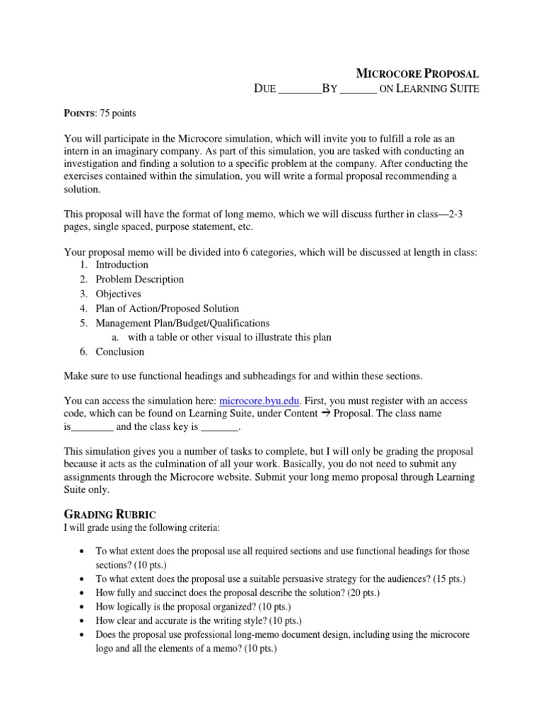 Microcore Proposal | PDF | Memorandum | Simulation