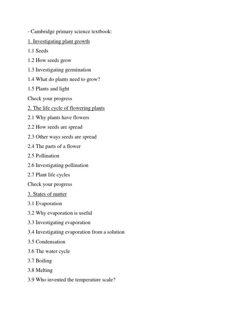 Cambridge Primary Science Textbook | PDF | Plants | Water