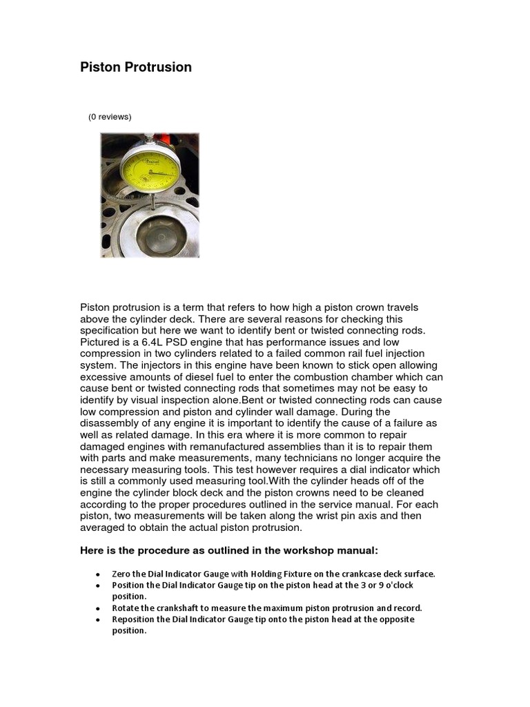 Piston Protrusion: (0 Reviews) | PDF