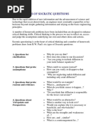 The Six Types of Socratic Questions | PDF | Critical Thinking | Question