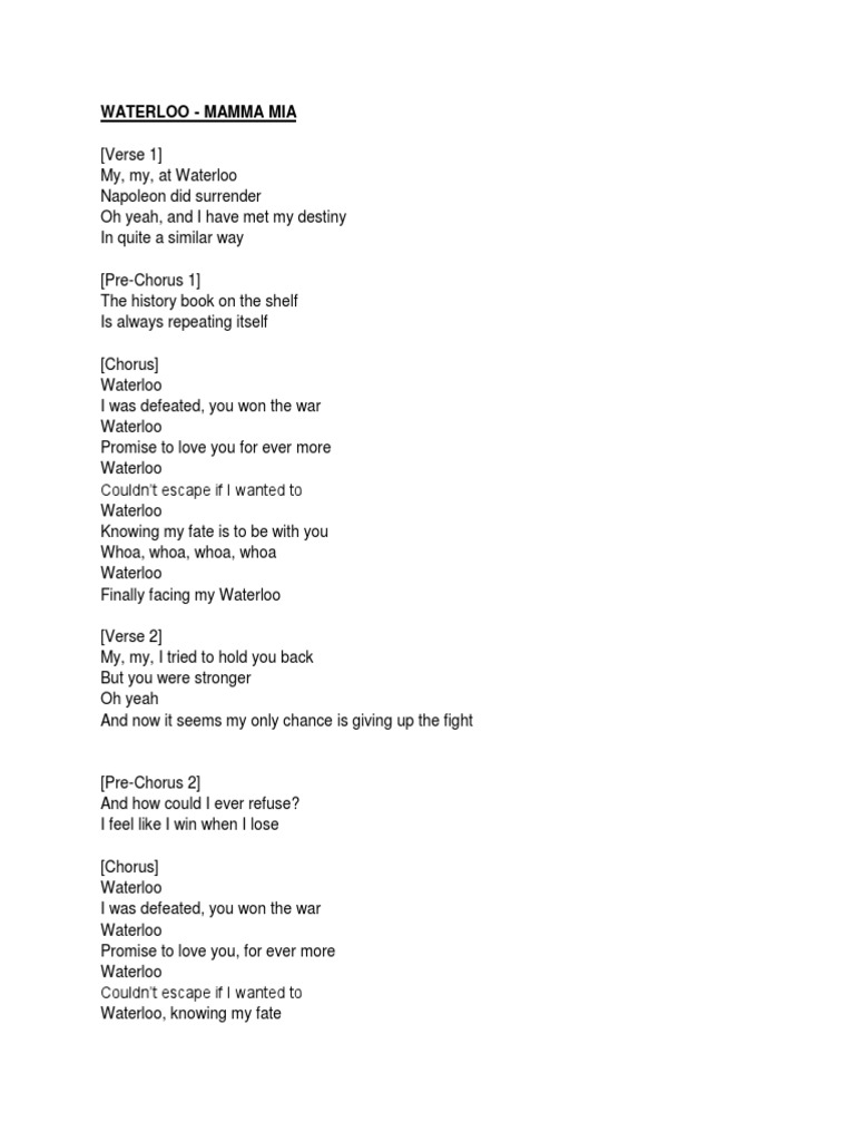Waterloo Lyrics | PDF