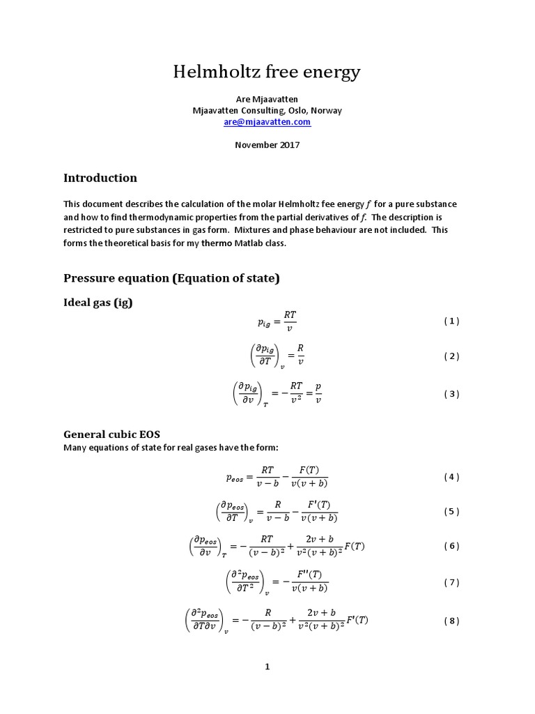 Helmholtz Free Energy: Ideal Gas (Ig) | PDF | Systems Theory | Building Engineering