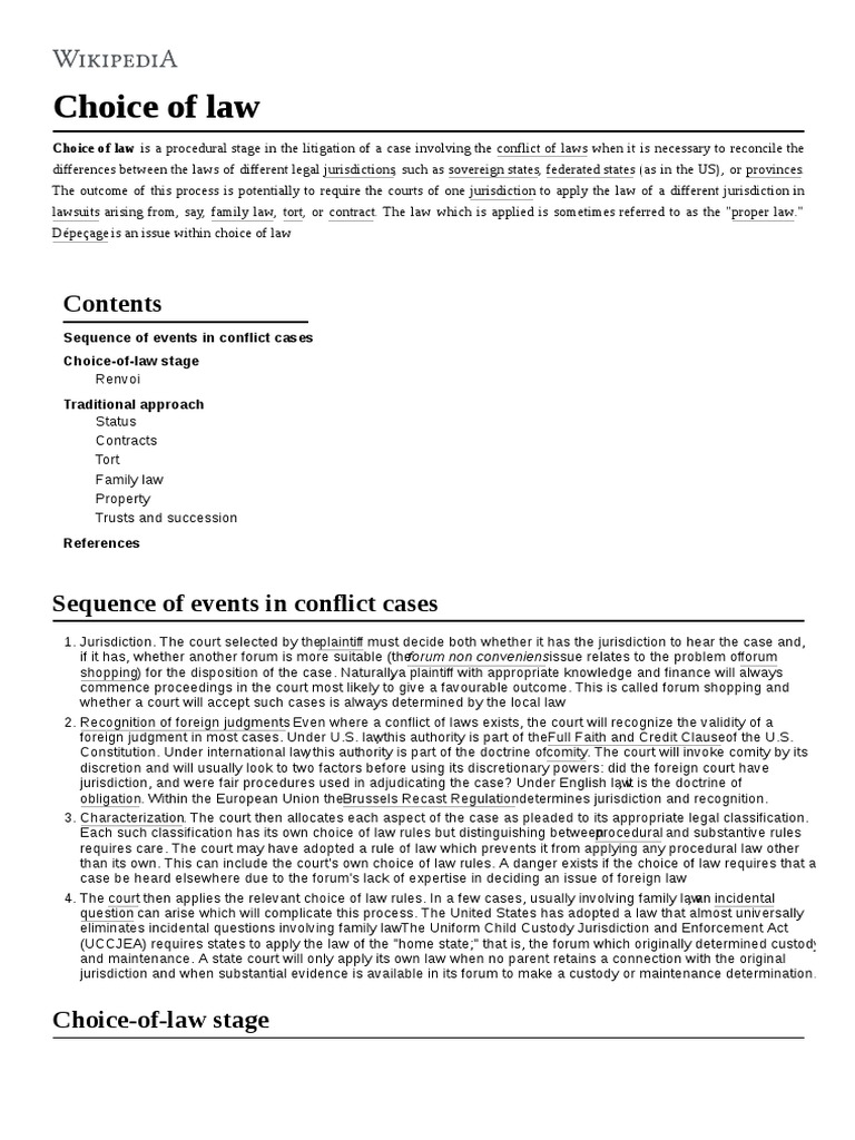 Choice of Law PDF | PDF | Choice Of Law | Roman Law