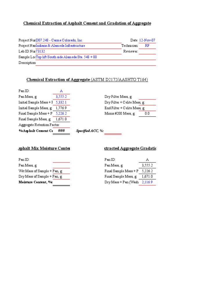 Chemical Extraction of Asphalt Cement and Gradation of Aggregate | PDF