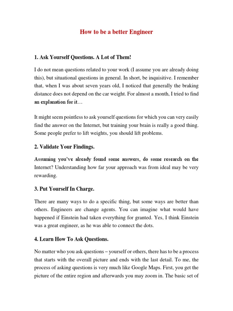 How To Be A Better Engineer | PDF | Engineering | Epistemology