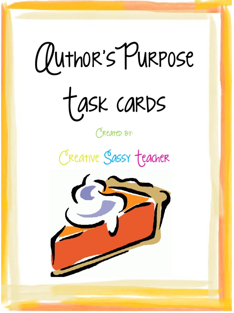 Authors Purpose Task Cards | PDF | Leisure