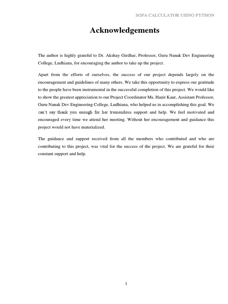 Acknowledgements: Sgpa Calculator Using Python | PDF | User Interface ...