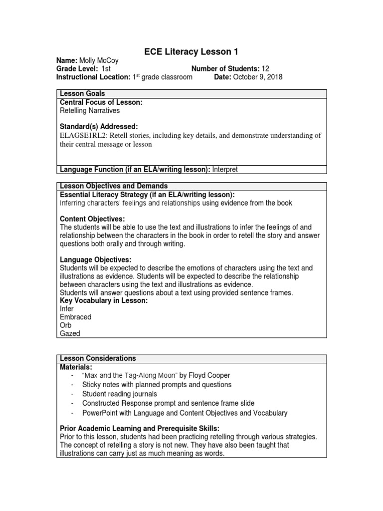 Lesson Plans For Learning Segment | PDF | Lesson Plan | Narrative