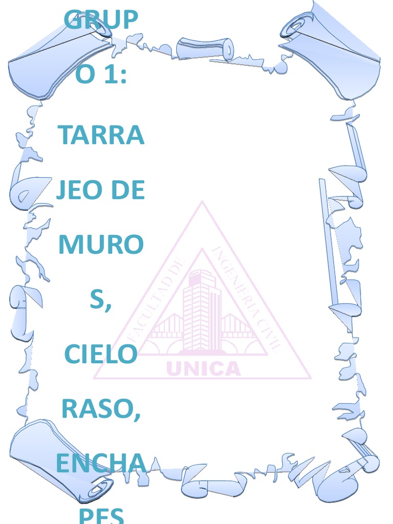 GRUPO 1-Tarrajeo de Muros, Cielo Raso, Enchapes | PDF | Hormigón | Aluminio GRUPO 1-Tarrajeo de Muros, Cielo Raso, Enchapes | PDF | Hormigón | Aluminio