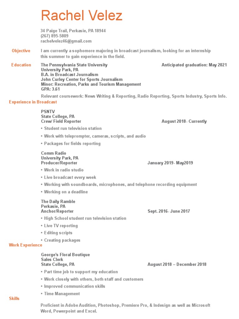 Rachels Resume Official 2 | PDF