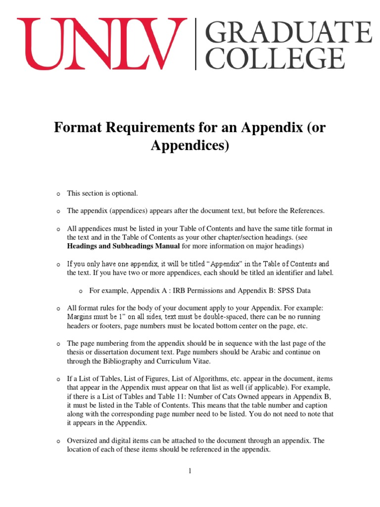 Appendices In Thesis