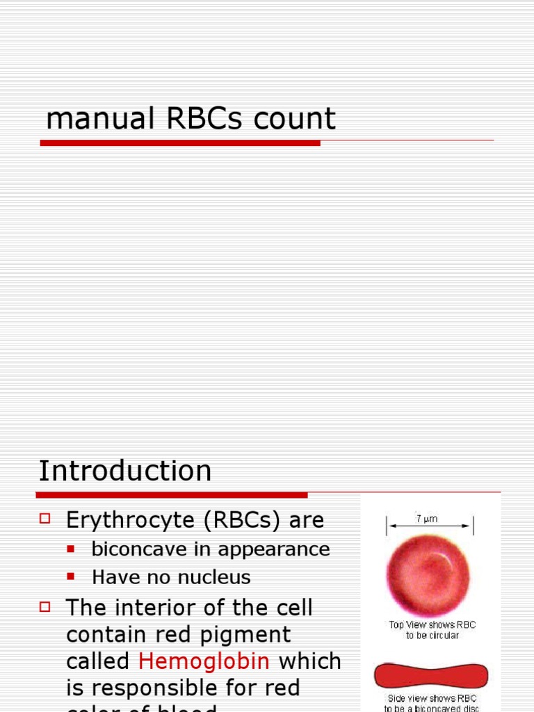 Physiology Lab 2, Manual RBCs Count | PDF | Red Blood Cell | Blood