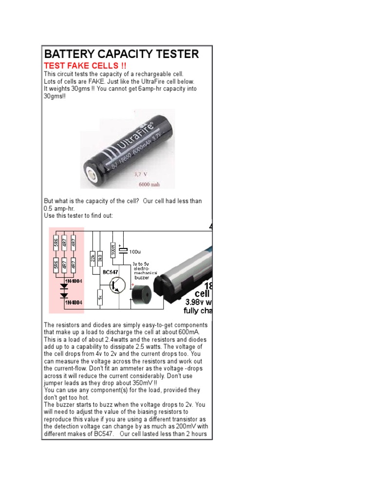 Battery Capacity Tester: Test Fake Cells !! | PDF | Electronic Circuits ...