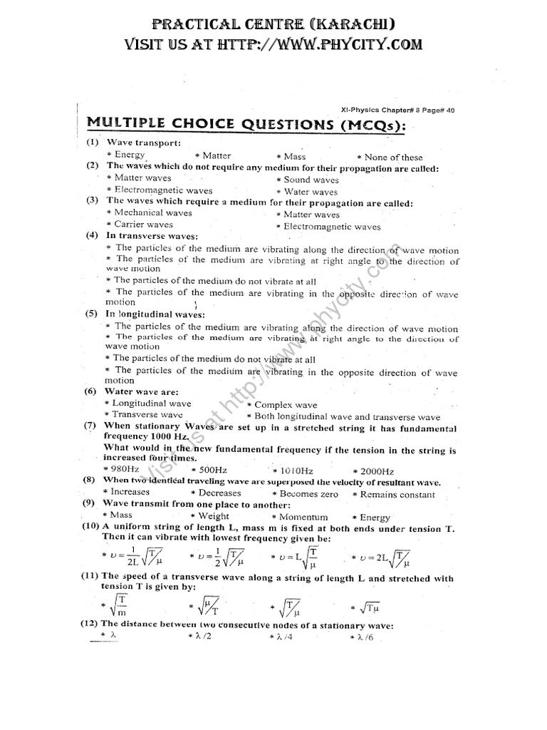 Mcqs Waves 08 PDF | PDF