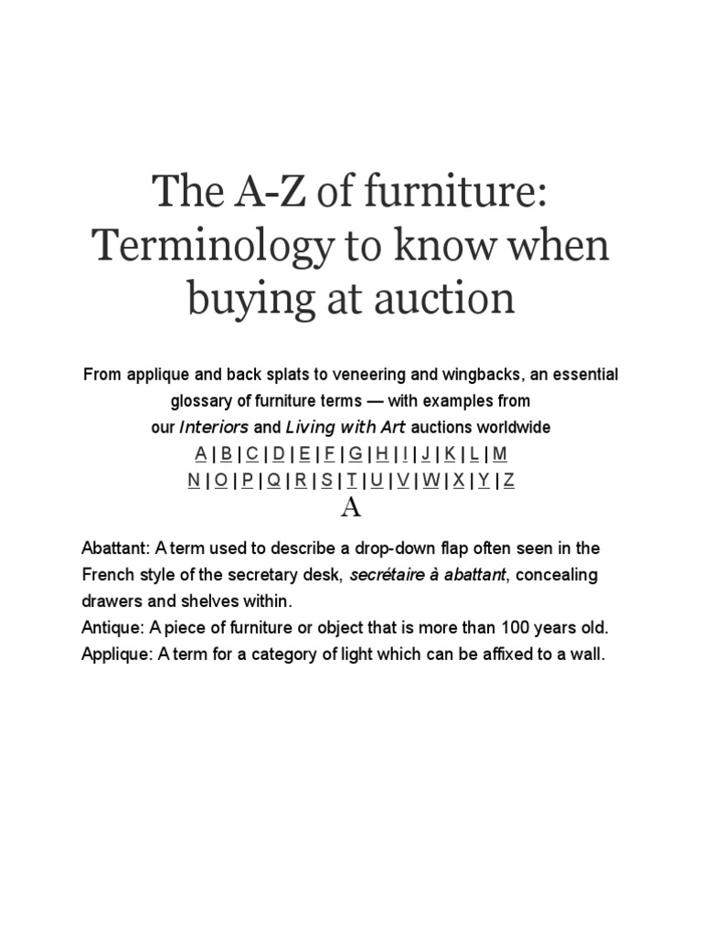 The A-Z Furniture Glossary: Essential Terms Explained | PDF | Chair ...