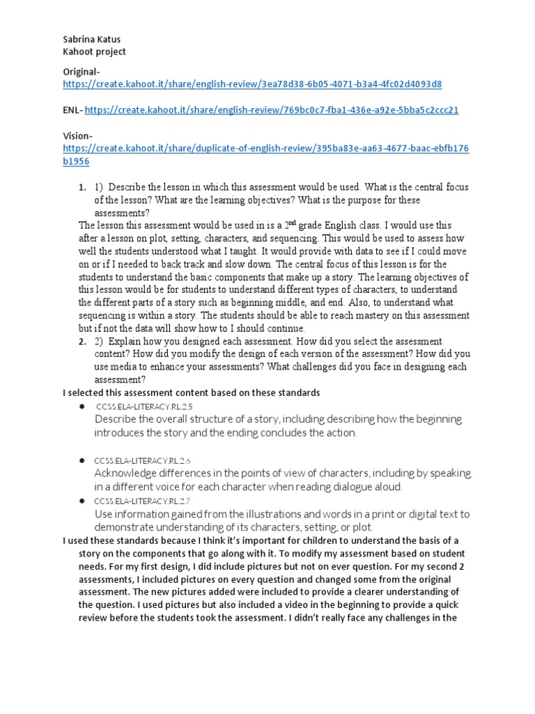 Kahoot 1 | PDF | Question | Understanding