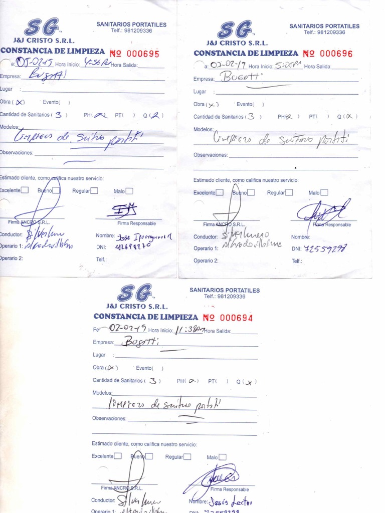 Constancia de Limpieza | PDF