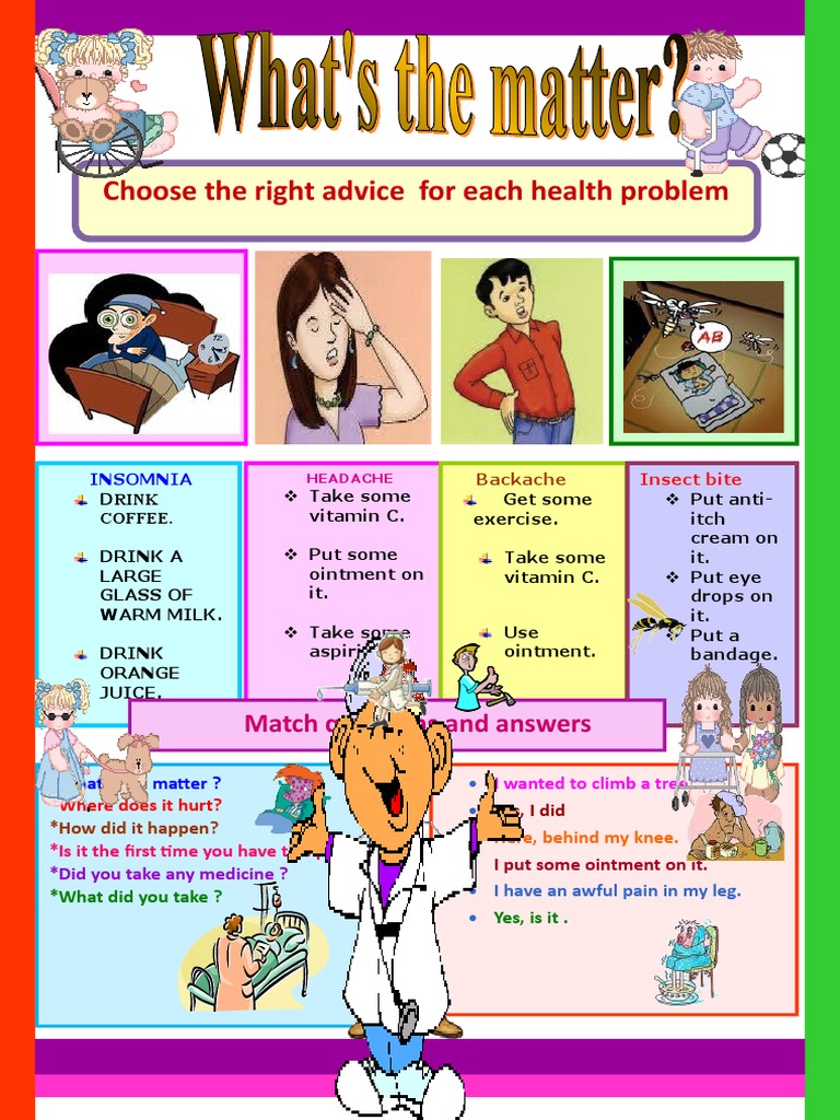 Choose The Right Advice For Each Health Problem: Match Questions and ...