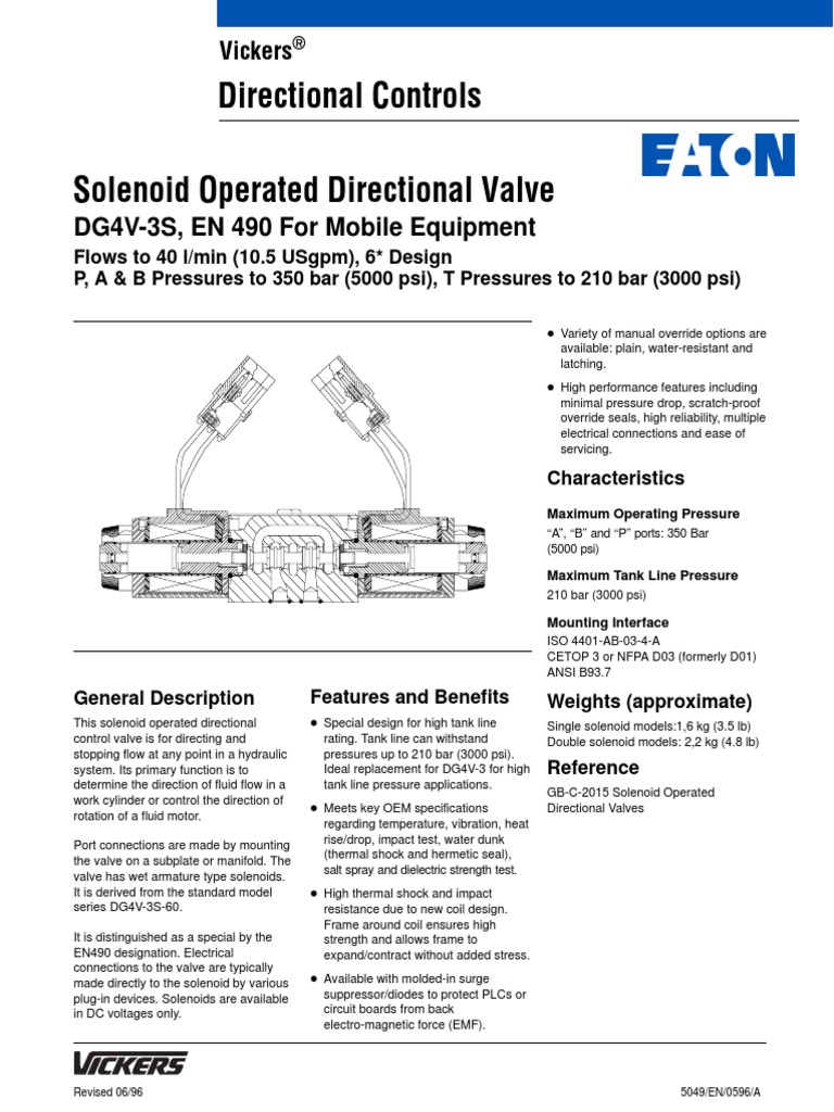 Vickers DCV With Manual Latch | PDF | Electrical Connector | Valve