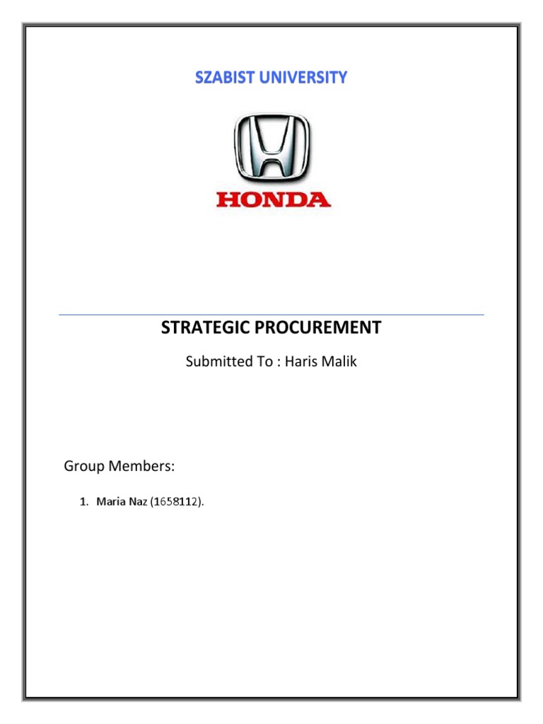 Honda's Strategic Procurement Practices | PDF | Operations Management ...