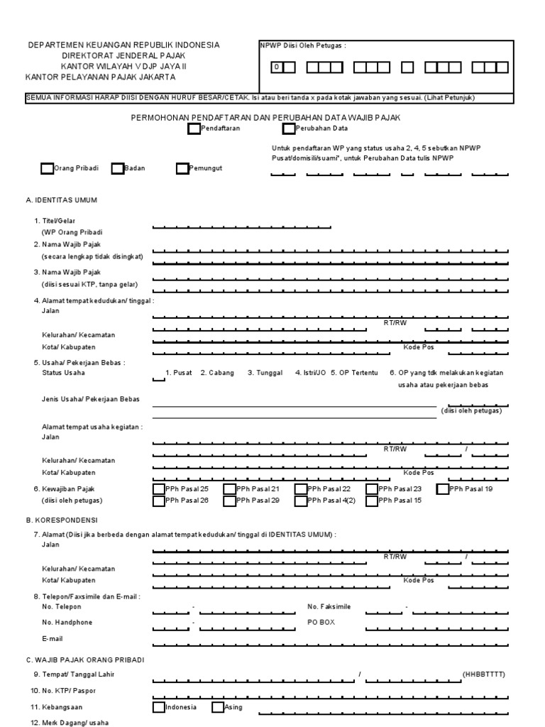 Form KP - Pdip.4.1-00 Ran & Perubahan Data WP | PDF