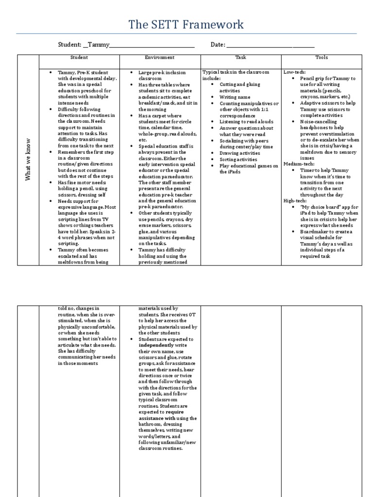The Sett Framework Blank Template 1 1 | PDF | Inclusion (Education ...