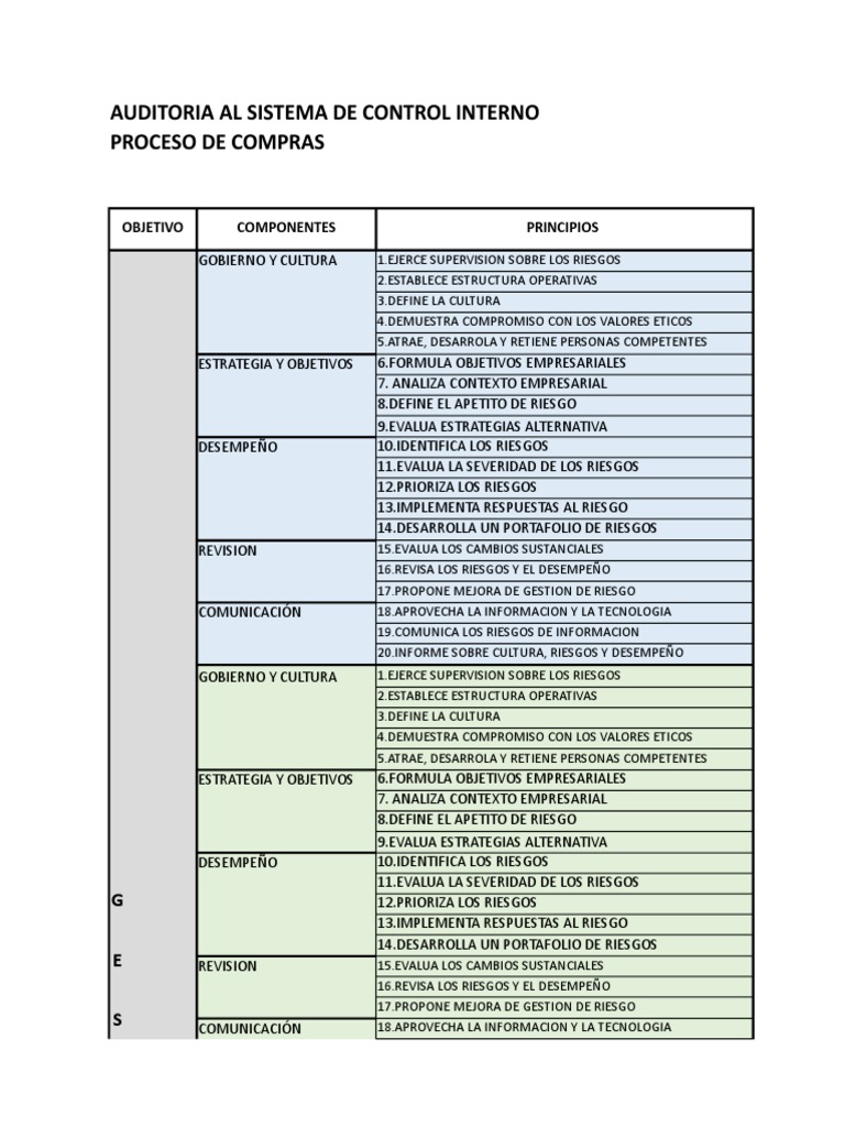Matriz de Control Interno Coso Definitiva | PDF | Información | Business