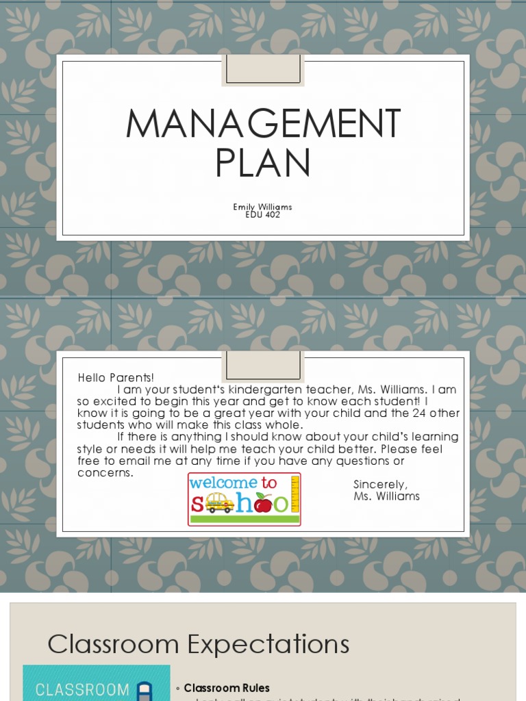 Management Plan | PDF | Classroom | Learning
