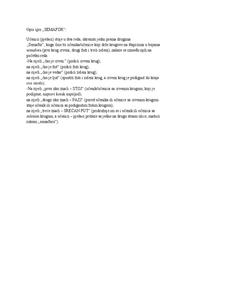 Igra Semafor | PDF
