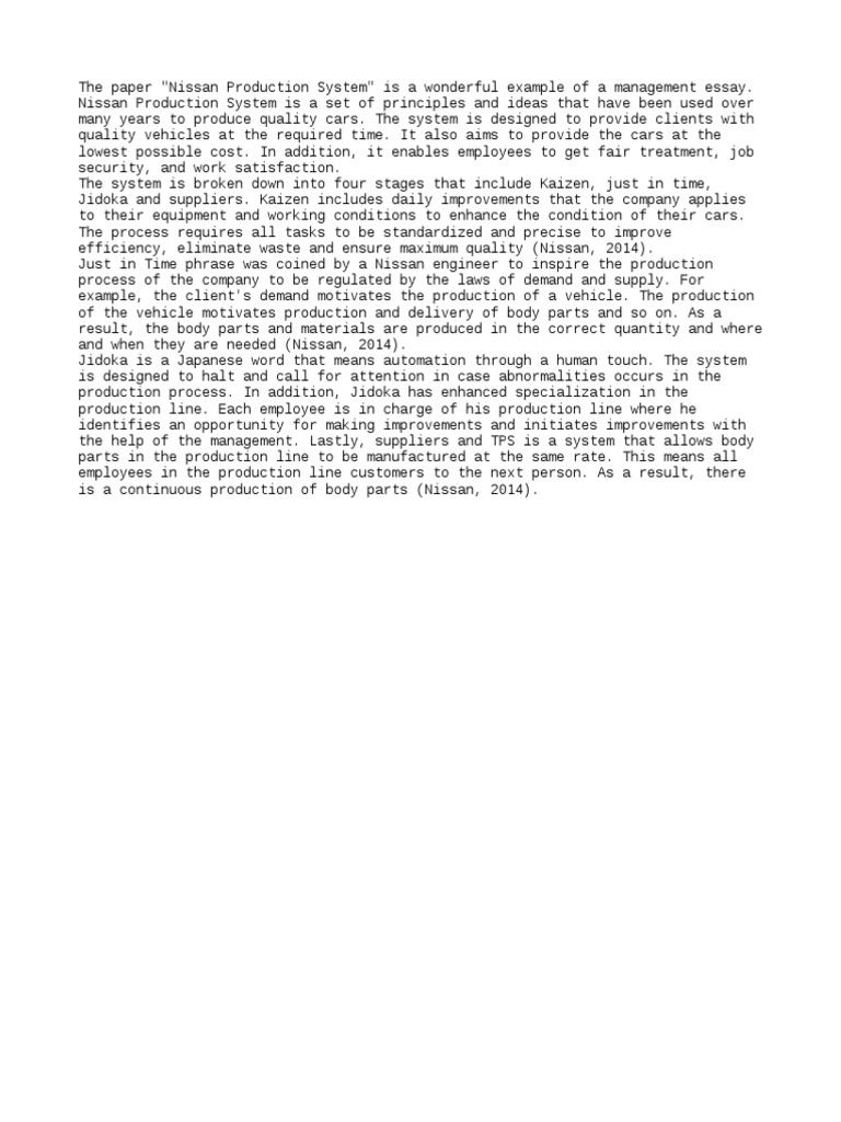 Nissan Production System Overview | PDF | Operations Management ...