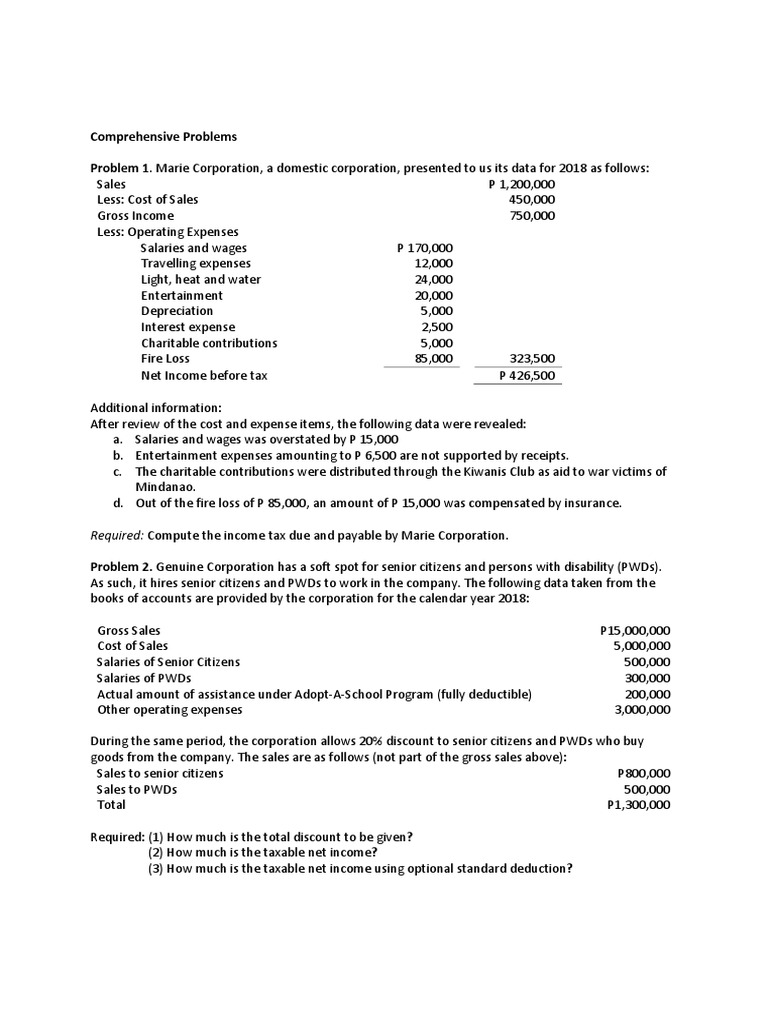 Tax 1 Problem Solving | PDF | Expense | Tax Deduction