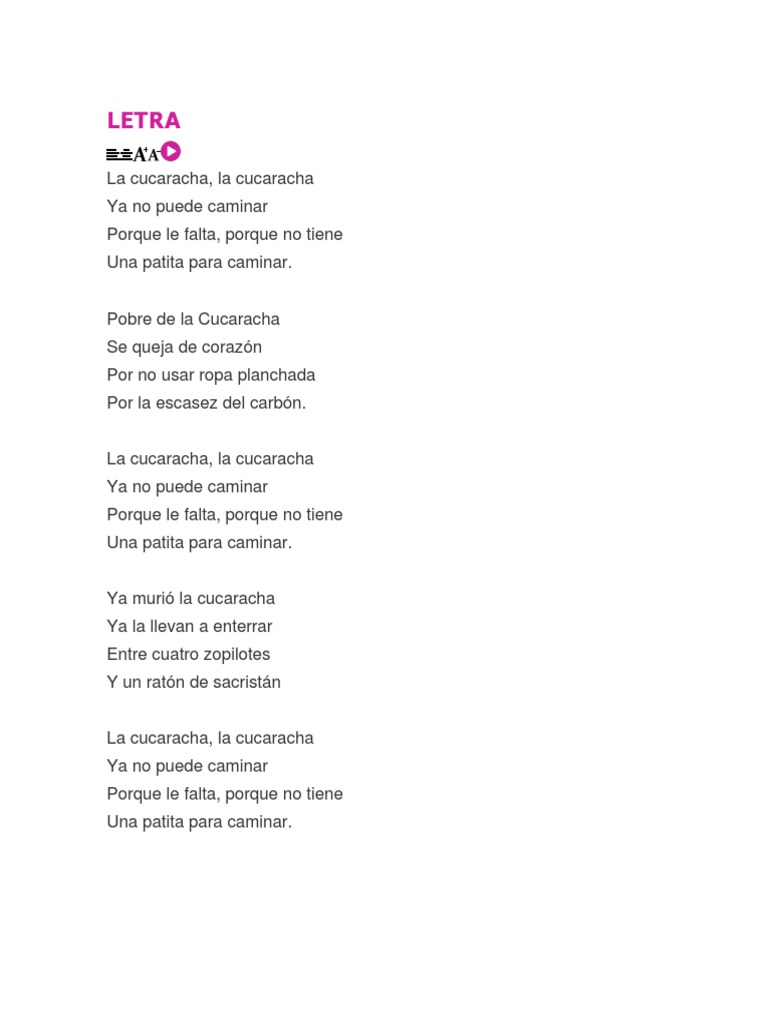 Letra Original de La Cucaracha | PDF