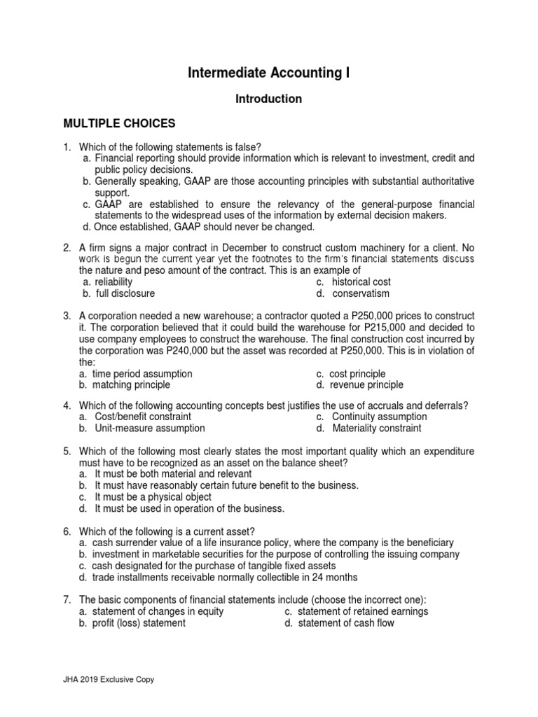 Intermediate Accounting I - Introduction PDF | PDF | Generally Accepted ...
